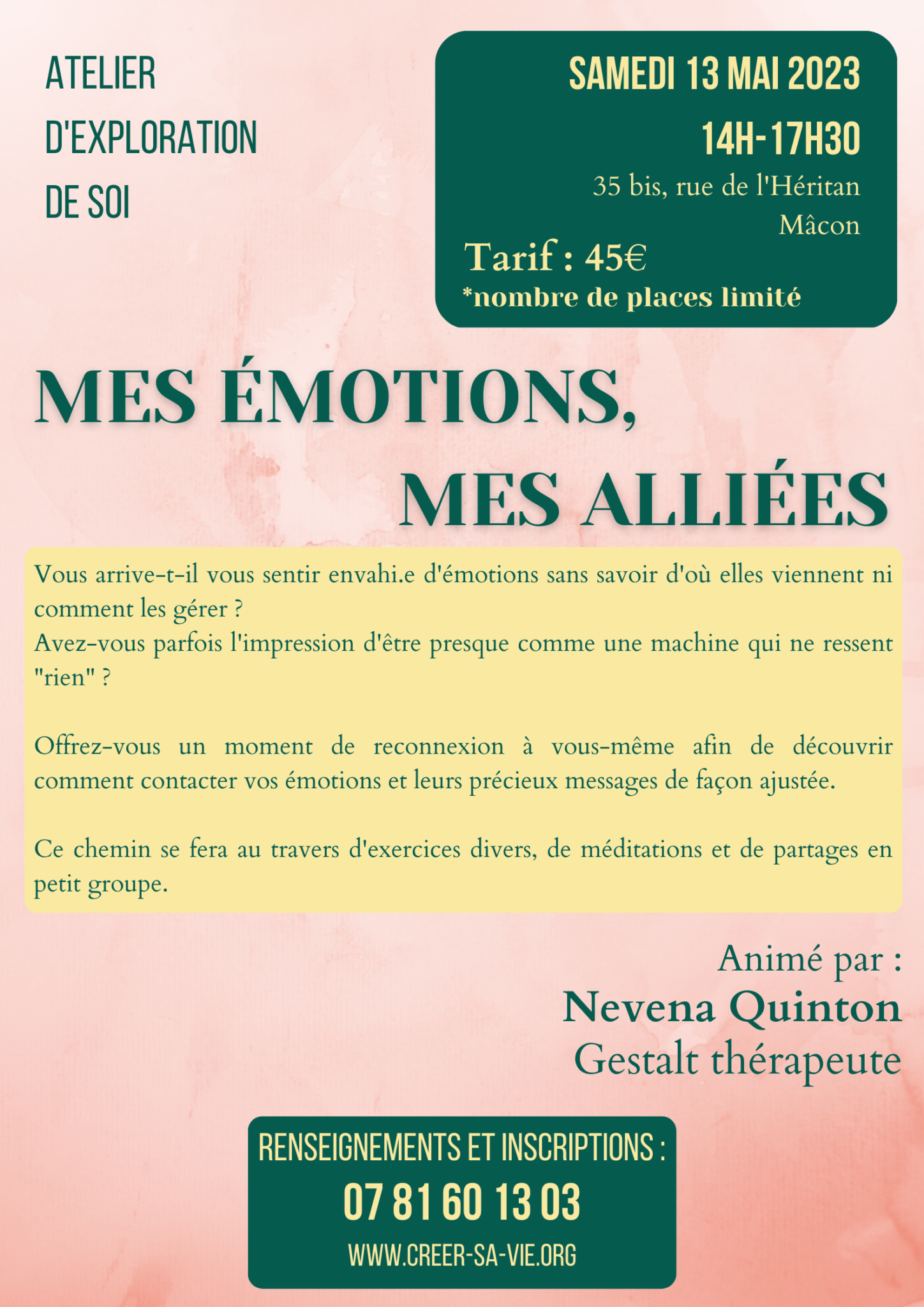 Atelier "Mes émotions, mes alliées" - Créer sa vie